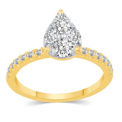 Click here for 1.00 CTW PEAR SHAPE DIA CLUSTER ENG RING 14K-Y8:-... prices