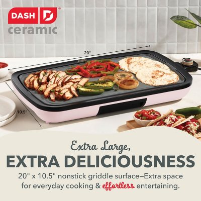 Dash Everyday Ceramic Nonstick Electric Griddle 20 x10.5 Cook Surface White
