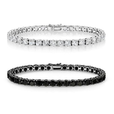 Click here for Gents 925 Sterling Silver Tennis Bracelet - Black... prices