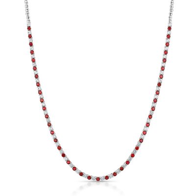 Click here for Created Gemstone Tennis Necklace In Sterling Silve... prices