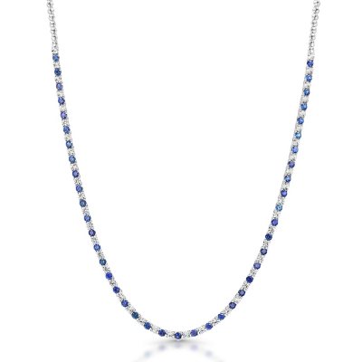 Click here for Created Gemstone Tennis Necklace In Sterling Silve... prices