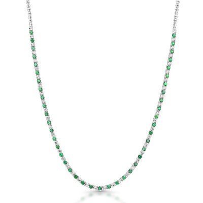 Click here for Created Gemstone Tennis Necklace In Sterling Silve... prices