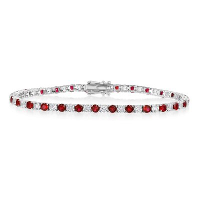 Click here for Lab Created White Sapphire Round Cut Gemstone Tenn... prices