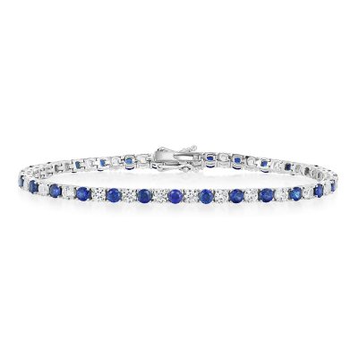 Click here for Lab Created White Sapphire Round Cut Gemstone Tenn... prices
