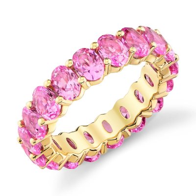 Click here for Oval Cut Lab Created Pink Sapphire Eternity Band i... prices