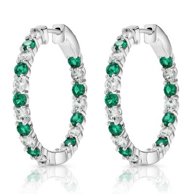 Click here for Lab Created White Sapphire Huggie Hoop Earrings- E... prices