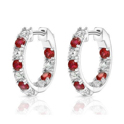 Click here for Lab Created White Sapphire Huggie Hoop Earrings- R... prices