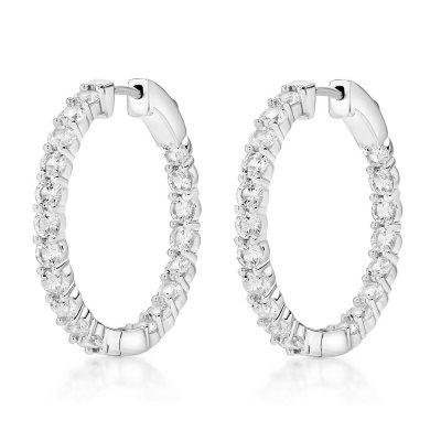 Click here for Lab Created White Sapphire Huggie Hoop Earrings- W... prices