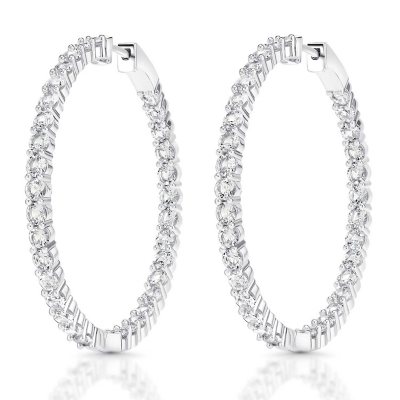 Click here for Lab Created White Sapphire Huggie Hoop Earrings- W... prices