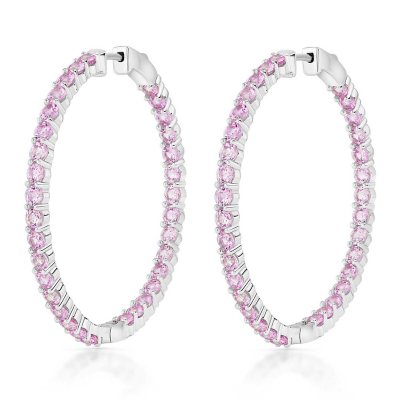 Click here for Lab Created White Sapphire Huggie Hoop Earrings- P... prices