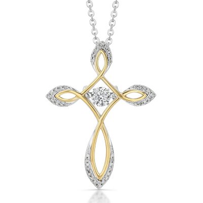 Click here for Lab Created White Sapphire Necklace- Dancing Cross... prices