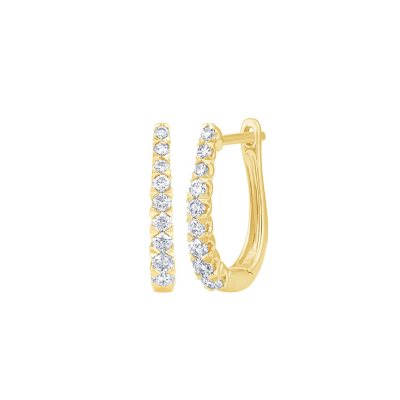 Click here for .75 CT. T. W. Diamond Hoop Earrings in 14K Yellow... prices