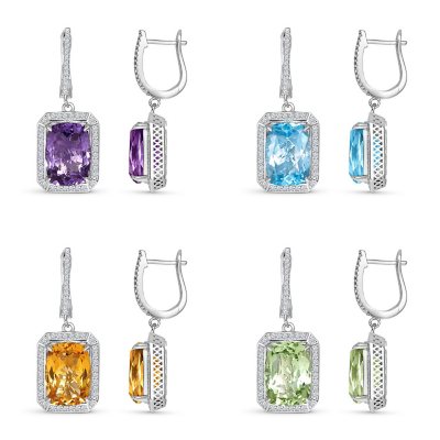 Click here for Cushion Cut Gemstone Dangle Earrings in Sterling S... prices
