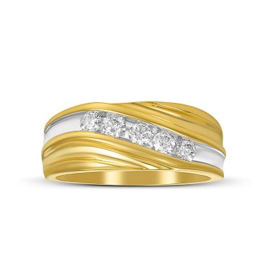 Click here for 0.50 C. T. TW Round Cut Five Stone Diamond Band in... prices