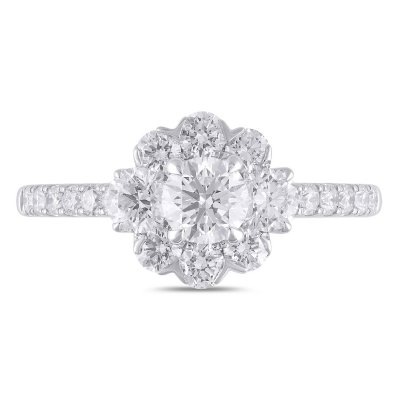 Click here for 1.40 C. T. TW Round Cut Floral Diamond Ring in 14K... prices