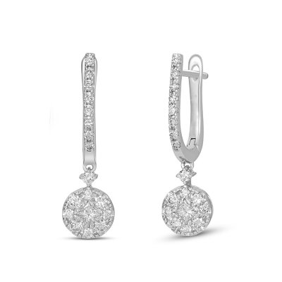 Click here for 0.50 C. T. TW Round Cut Diamond Dangle Earrings in... prices