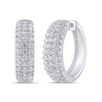 Click here for 2.00 C. T. TW Round Cut Diamond Hoop Earrings in 1... prices