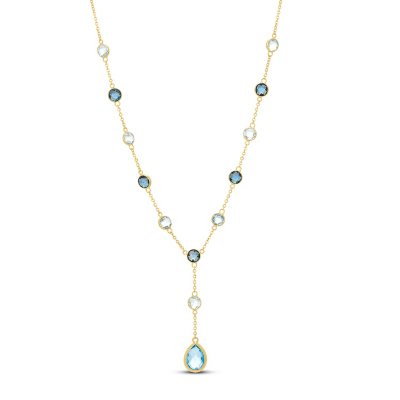Click here for Round & Pear Cut Multi-Gemstone Lariat Necklace in... prices