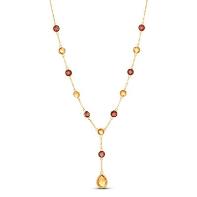 Click here for Round & Pear Cut Multi-Gemstone Lariat Necklace in... prices