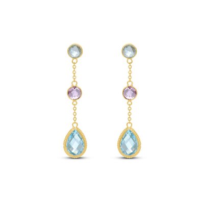 Click here for Round & Pear Cut Multi-Gemstone Earrings in 14K Go... prices