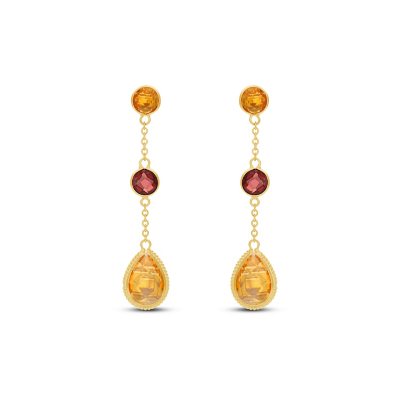 Click here for Round & Pear Cut Multi-Gemstone Earrings in 14K Go... prices