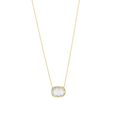 Click here for Cushion Cut Gemstone Bezel Set Necklace in 14K Gol... prices