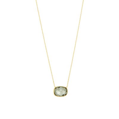 Click here for Cushion Cut Gemstone Bezel Set Necklace in 14K Gol... prices