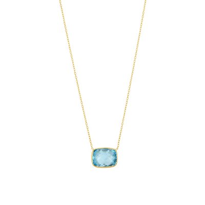 Click here for Cushion Cut Gemstone Bezel Set Necklace in 14K Gol... prices