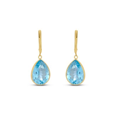 Click here for Pear Cut Gemstone Bezel Set Dangle Earrings in 14K... prices