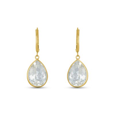 Click here for Pear Cut Gemstone Bezel Set Dangle Earrings in 14K... prices