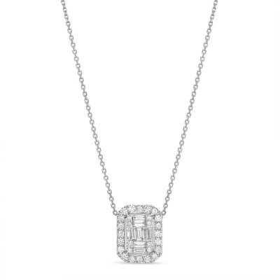 Click here for 0.70 C. T. TW Baguette and Round Cut Halo Diamond... prices