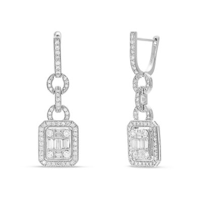 Click here for 1.60 C. T. TW Baguette and Round Cut Diamond Dangl... prices