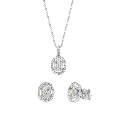 Click here for 0.80 C. T. TW Oval Shaped Diamond Earrings and Pen... prices