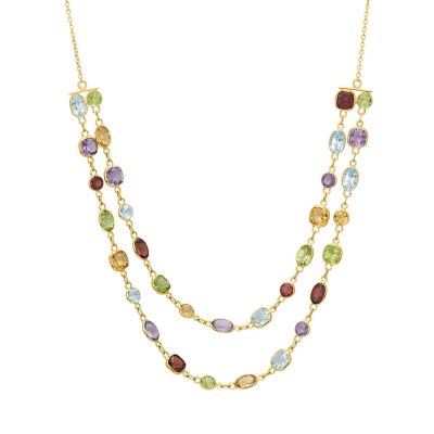 Click here for Multi-Gemstone Double Layered Station Necklace in... prices