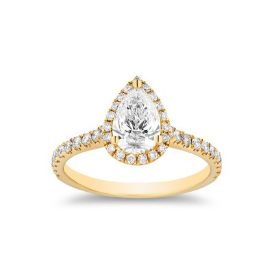 Click here for 1.45 CT. TW Pear Cut Natural Halo Diamond Ring in... prices