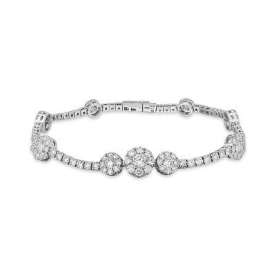 Click here for 3.80 CT. TW Round Cut Diamond Floral Bracelet in 1... prices