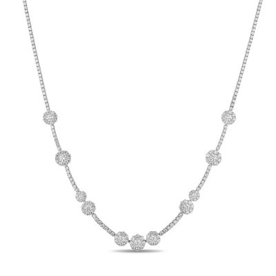 Click here for 11.20 CT. TW Round Cut Diamond Floral Necklace in... prices