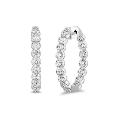 Click here for Round Cut In and Out Diamond Hoop Earrings in 14K... prices