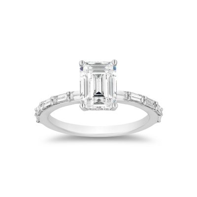 Click here for Emerald Cut with Baguette Accents Diamond Ring in... prices