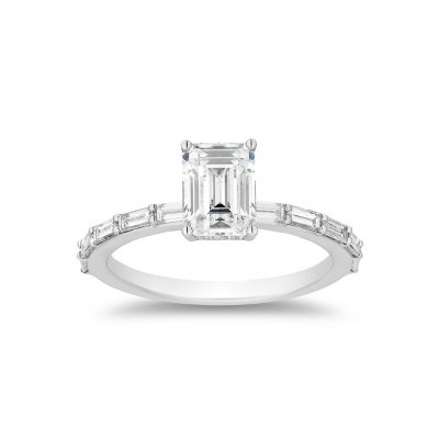 Click here for Emerald Cut with Baguette Accents Diamond Ring in... prices