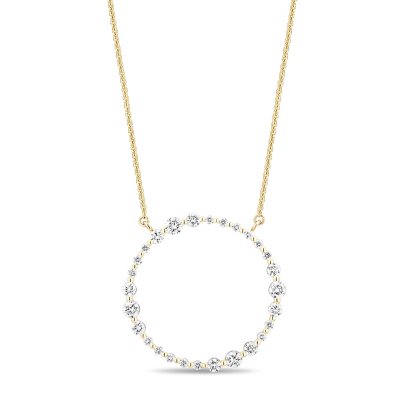 Click here for 0.80 CT. T. W. Open Circle Round Cut Diamond Neckl... prices