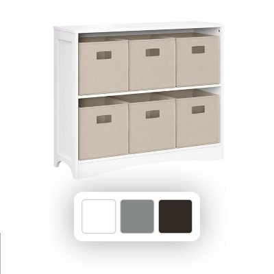 Click here for RiverRidge Horizontal Bookcase - White with 6 Navy... prices