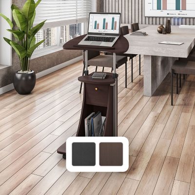 Techni Mobili Sit-to-Stand Rolling Adjustable Laptop Cart With Storage ...