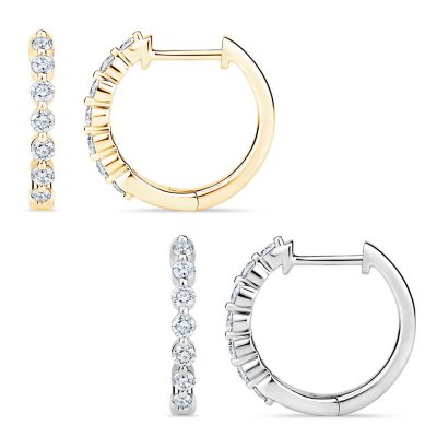 Click here for 0.30 CT. T. W. Round Cut Diamond Hoop Earrings in... prices