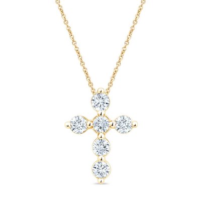 Click here for 1.00 CTTW LAB DIA 14K YELLOW GOLD CROSS PENDANT prices