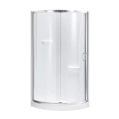 Breeze 34” x 34” x 77” Corner Shower Kit with Clear Glass, Walls, Base ...