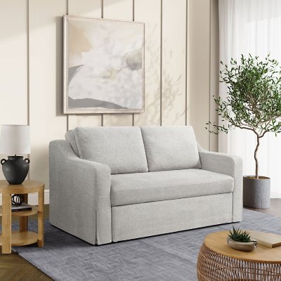 Harvey Convertible Loveseat Serta Fabric Flax