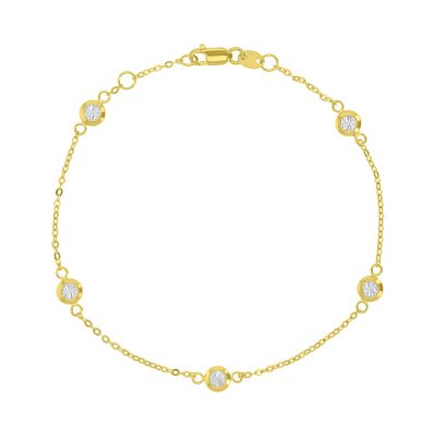 Click here for Diamond Cut Bezel Stations Bracelet in 14K Gold prices