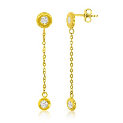 Click here for Diamond Cut Bezel Dangle Earrings in 14K Gold prices