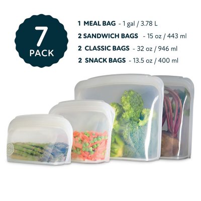 Honest Goods 7 Piece Silicone Food Storage Bags Choose Color Sam s Club